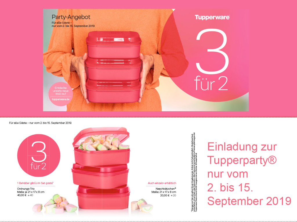 Tupperware-Party-Special gültig bis 15.09.2019 – Einkaufszentrum Süd ...