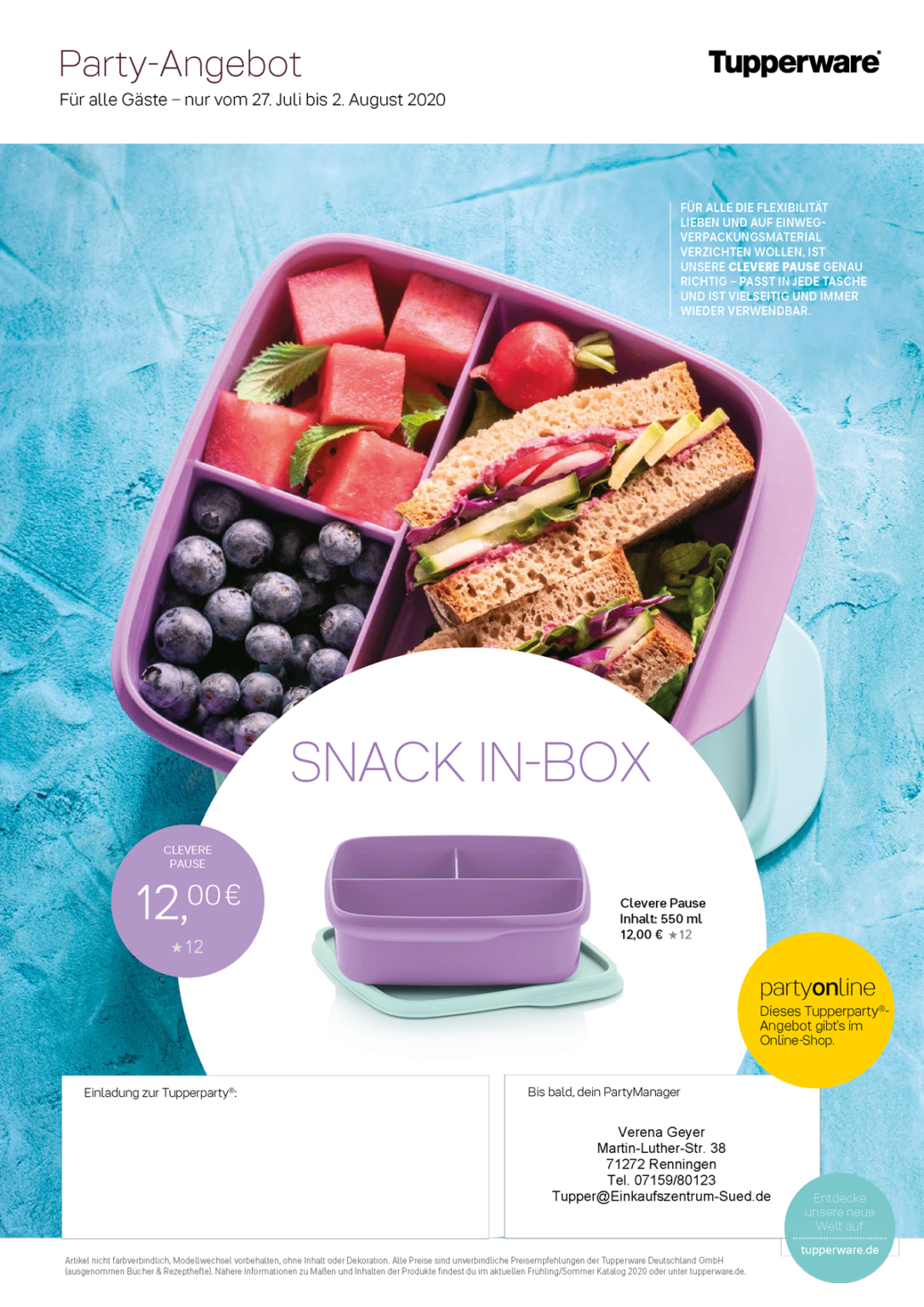 Tupperware – die August-Specials sind online – Einkaufszentrum Süd ...